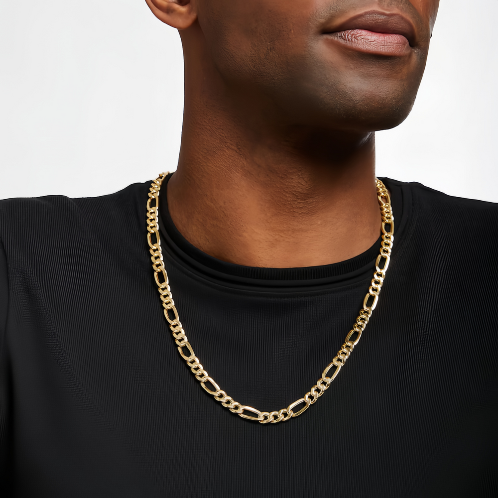 14K Solid Gold Figaro Chain | 2mm - 12mm Italian Design